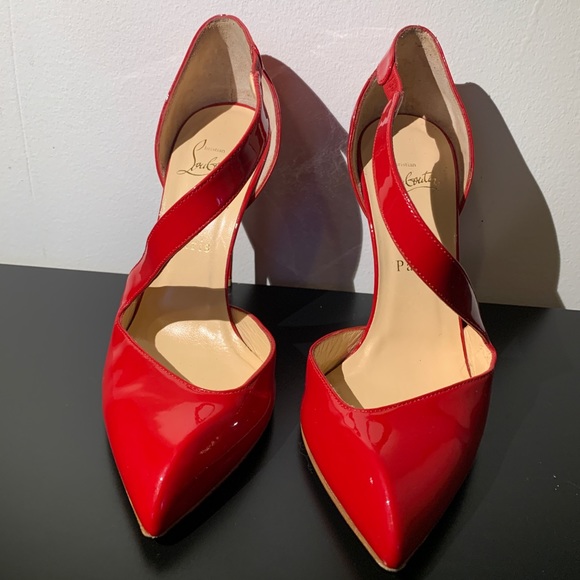 Christian Louboutin | Shoes | Christian Louboutin Red Leather Heels 375 ...